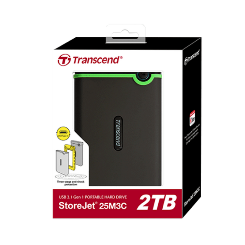 External Transcend HDD | ( 2TB )Slim Storejet 2.5" 25M3C USB3.1 Gen 1 ...